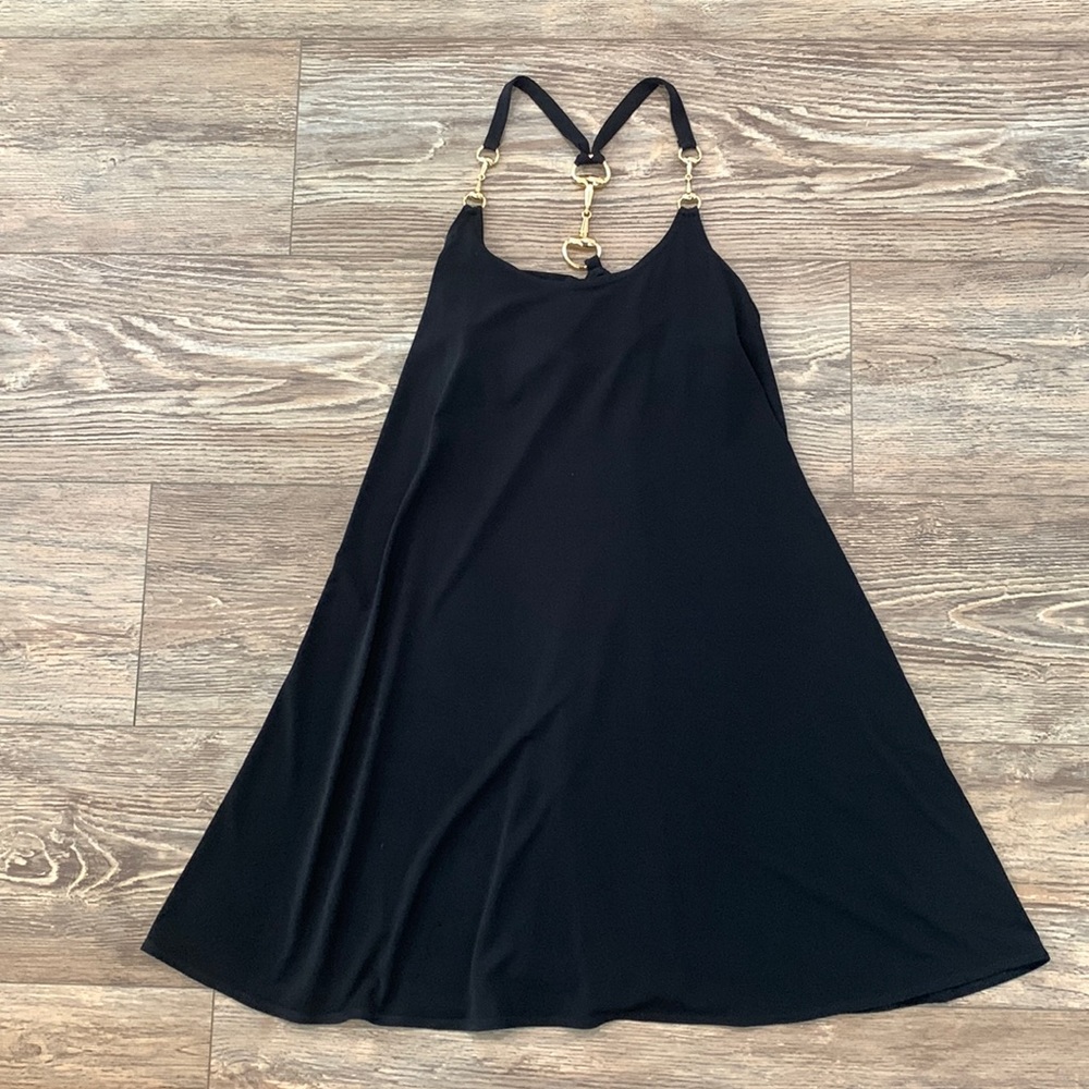 Boston Proper Black Gold Clasp Halter Dress - Gem